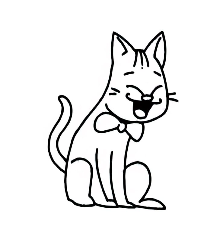 laughing cat - easy cat coloring sheets | soeasycoloringpages.com
